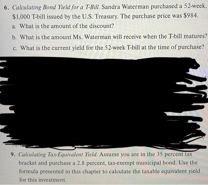 Solved 6. Calculating Bond Yield for a T-Bill. Sandra | Chegg.com