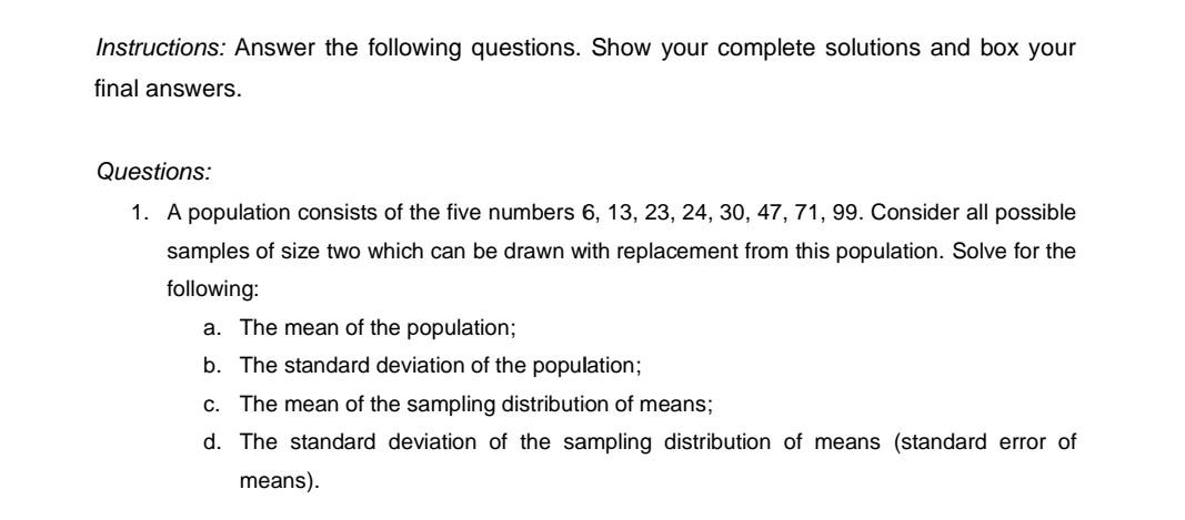 Solved Instructions: Answer the following questions. Show | Chegg.com