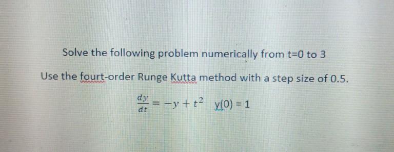 Solved Solve the following problem numerically from t=0 to 3 | Chegg.com