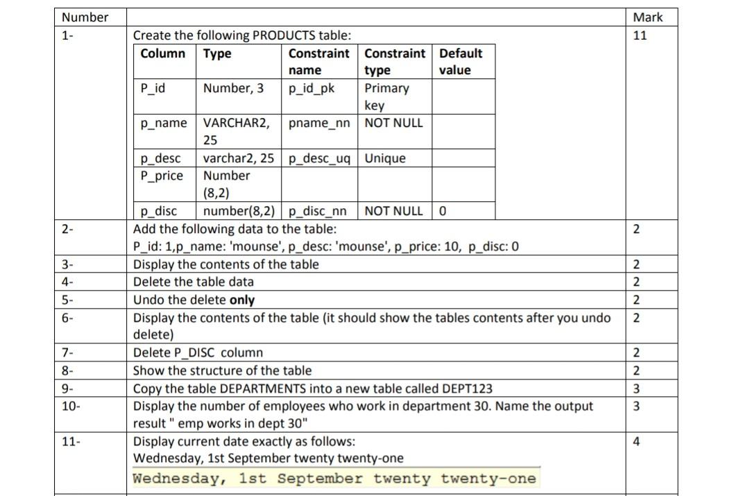 Solved Number 1- 2- 3- 4- 5- 6- 7- 8- 9- 10- 11- Mark Create | Chegg.com