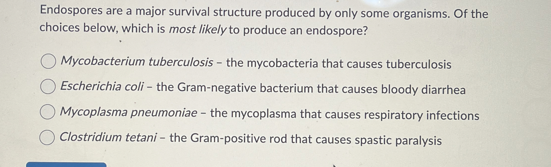 Solved Endospores are a major survival structure produced by | Chegg.com