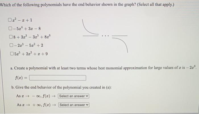 Solved Which of the following polynomials have the end | Chegg.com