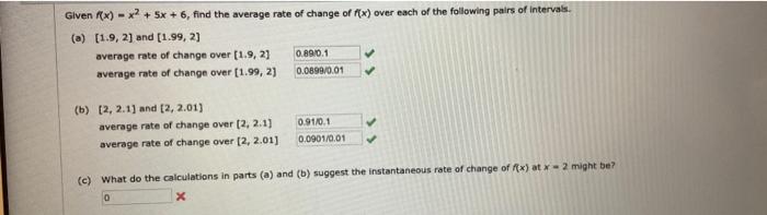 Solved Given f(x)=x2+5x+6, find the average rate of change | Chegg.com