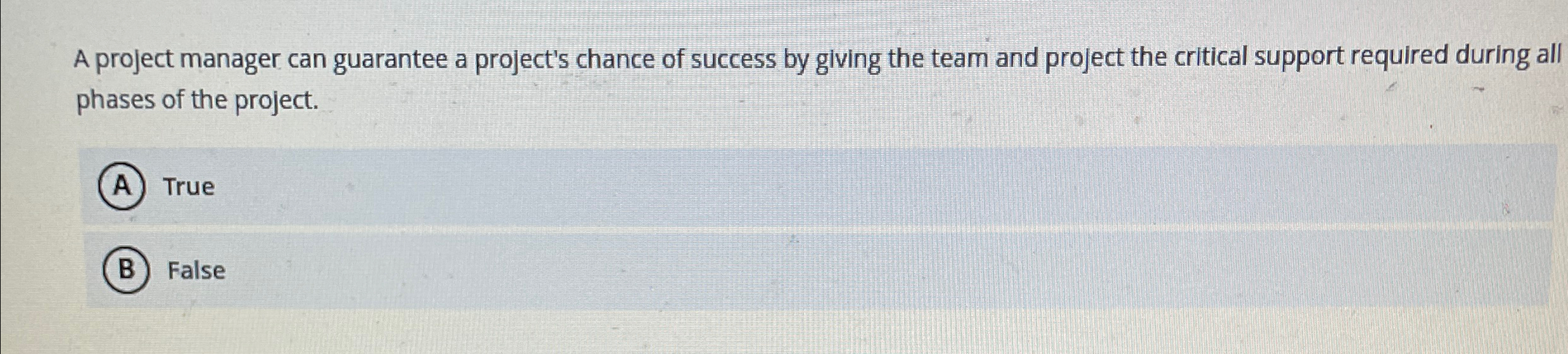 Solved A project manager can guarantee a project's chance of | Chegg.com