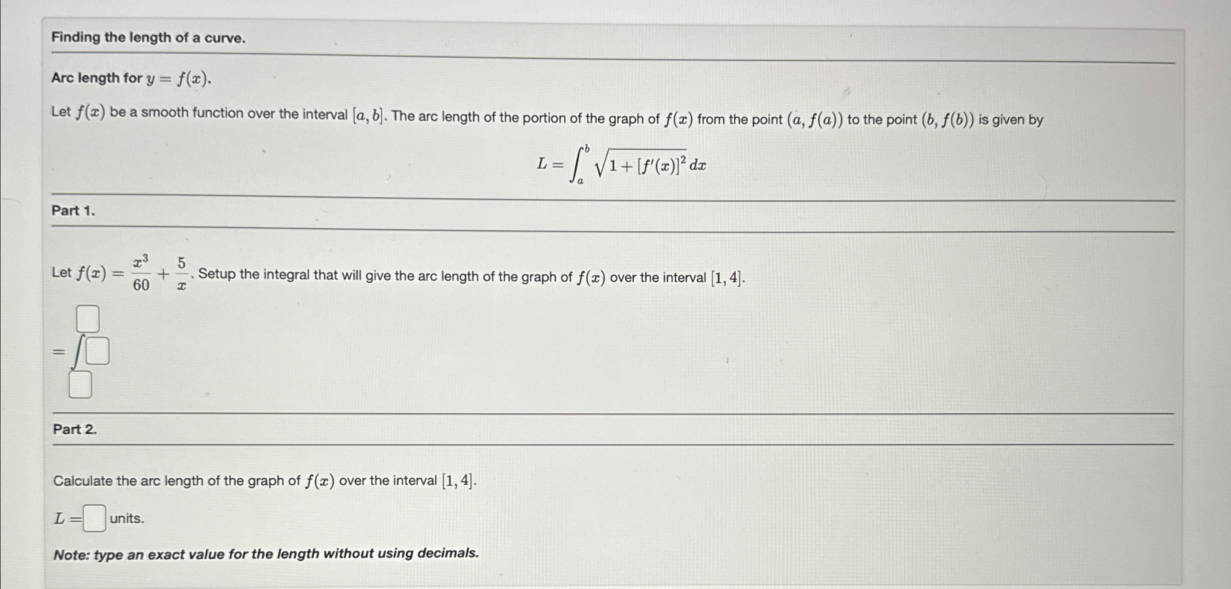 Solved Finding the length of a curve.Arc length for | Chegg.com