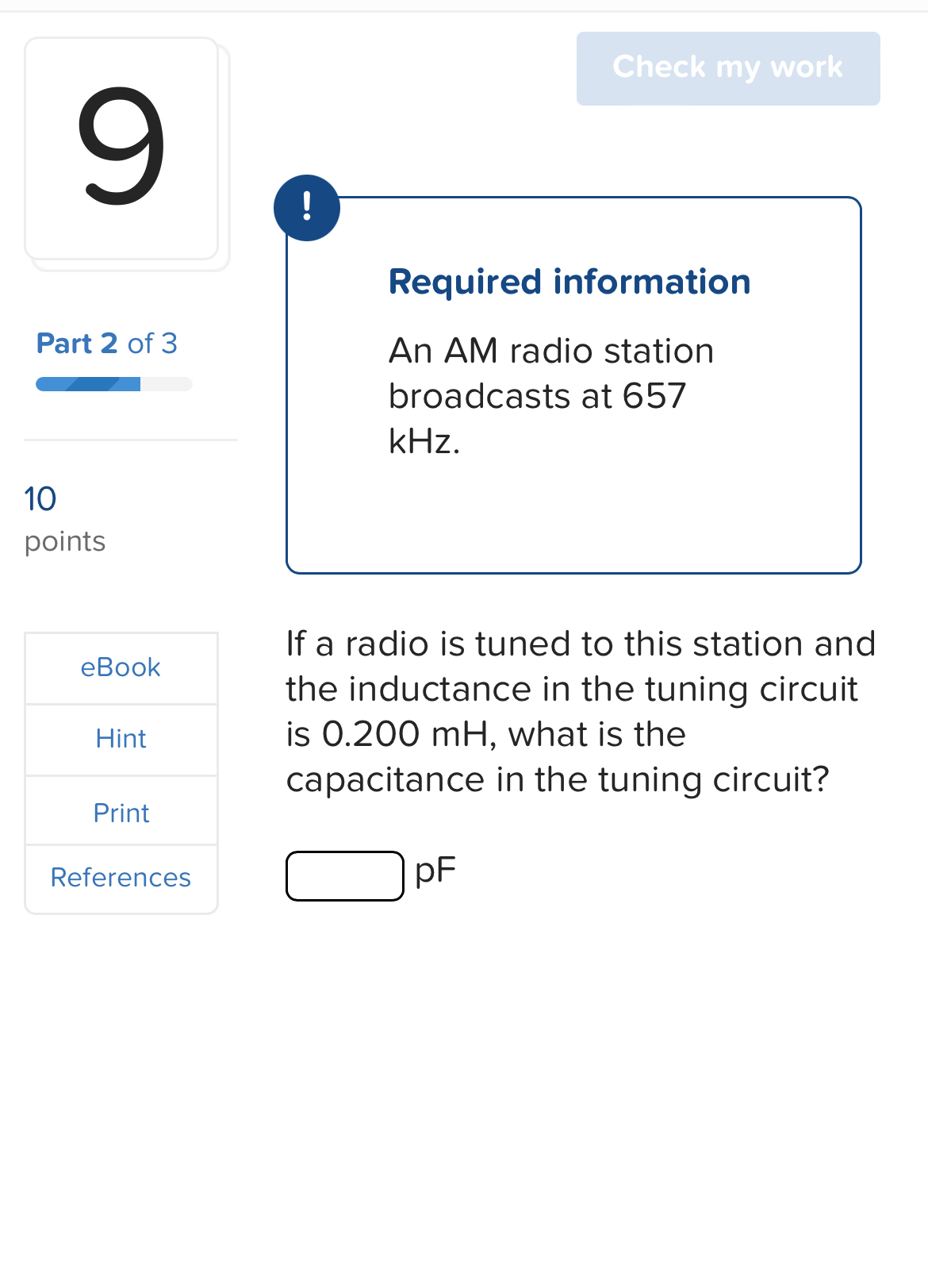 Solved !Required informationPart 2 of 310pointsAn AM radio | Chegg.com Solved !Required informationPart 2 of 310pointsAn AM radio | Chegg.com