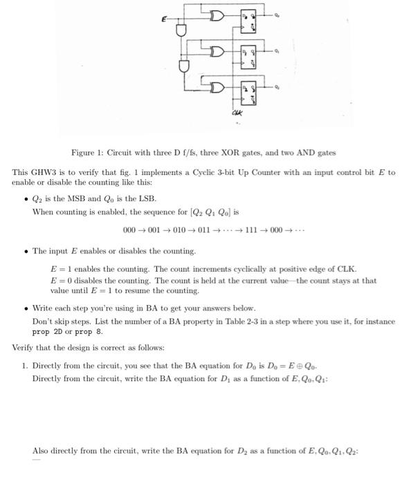 Solved Figure 1: Circuit with three D f/ fs, three XOR | Chegg.com