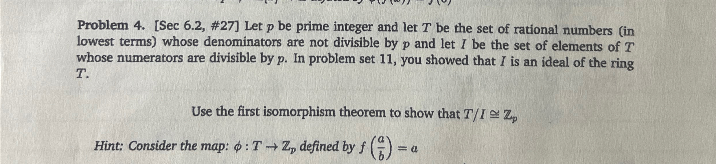 4 ﻿Let p ﻿be prime integer and let T ﻿be the set of | Chegg.com