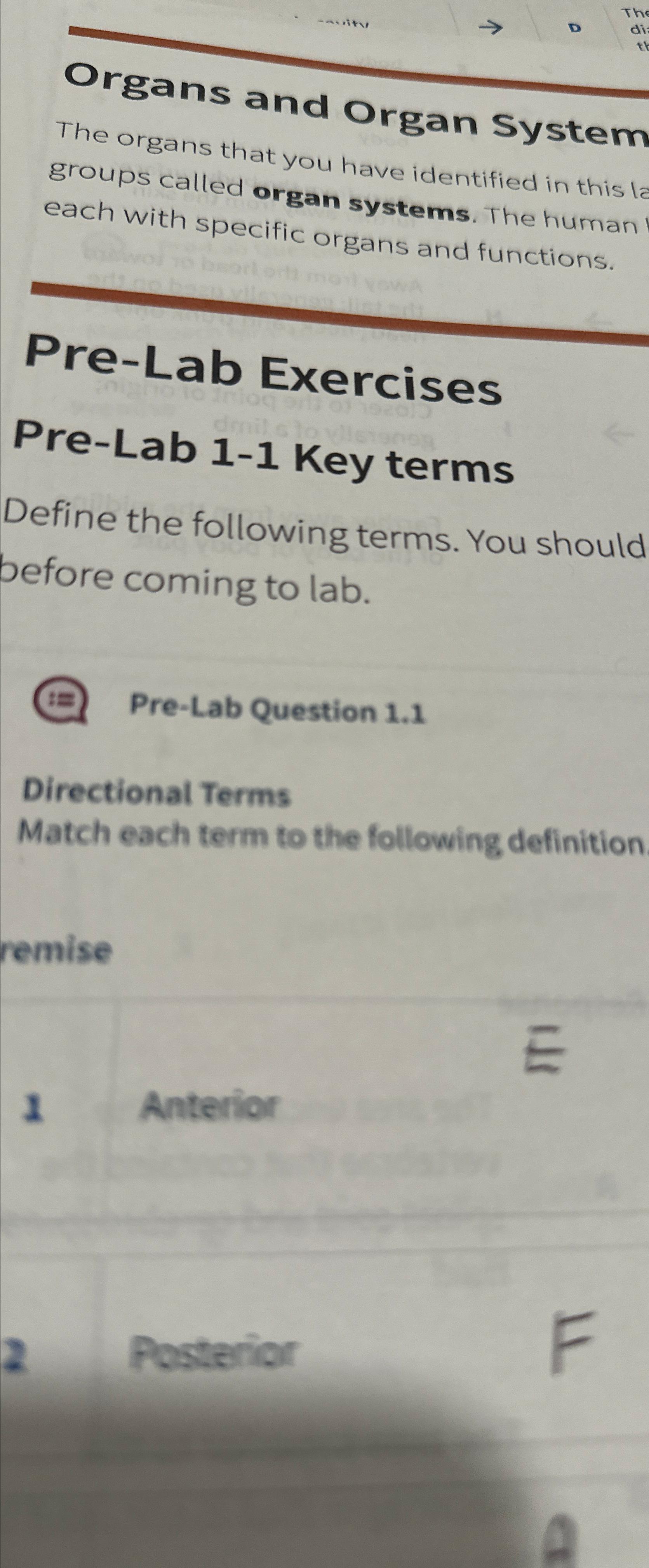 Solved Organs and Organ SystemThe organs that you have | Chegg.com