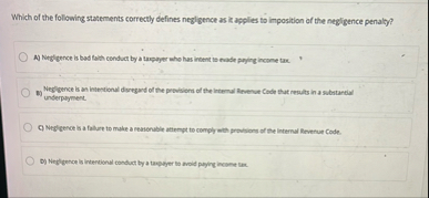 Solved Which of the following statements correctly defines | Chegg.com