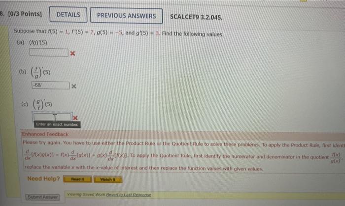 Solved 3. [0/3 Points) DETAILS PREVIOUS ANSWERS SCALCET9 | Chegg.com