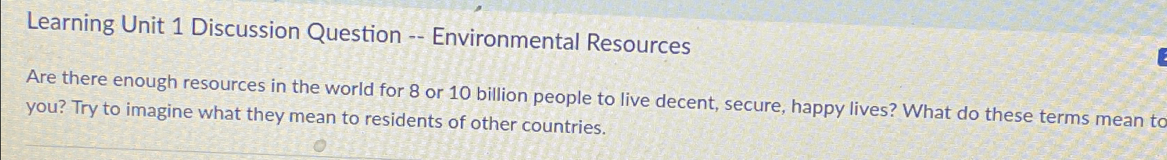 Solved Learning Unit 1 ﻿Discussion Question -- | Chegg.com
