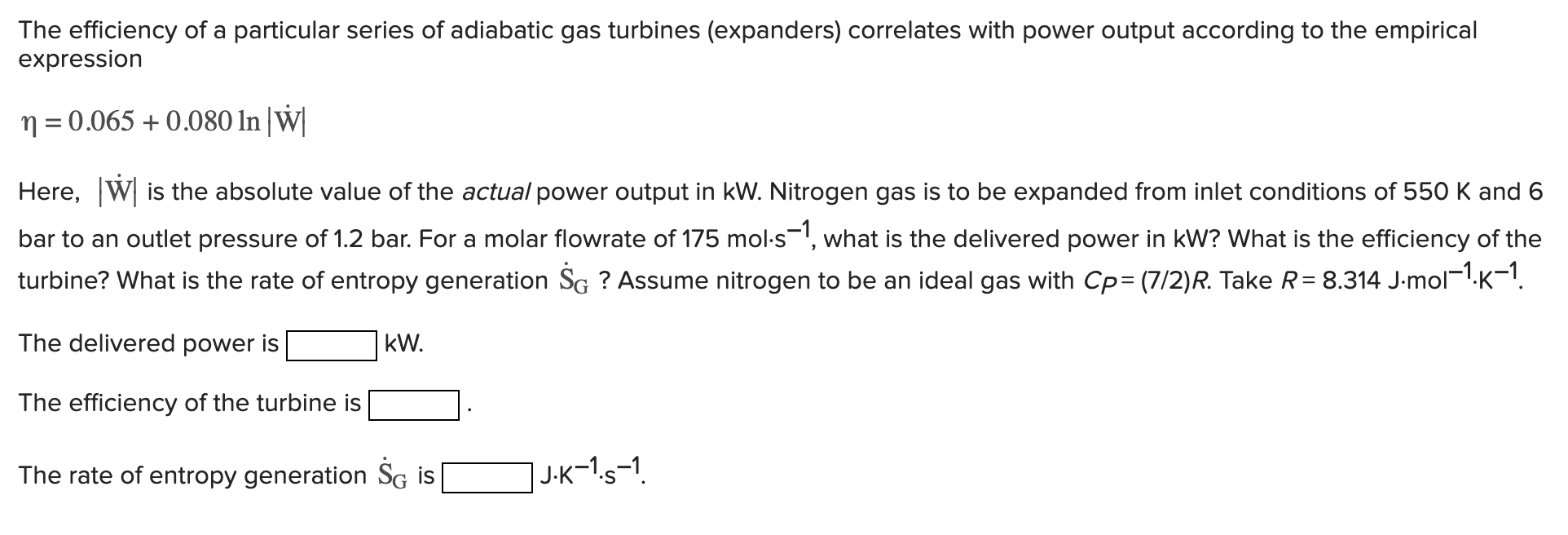 Solved The efficiency of a particular series of adiabatic | Chegg.com