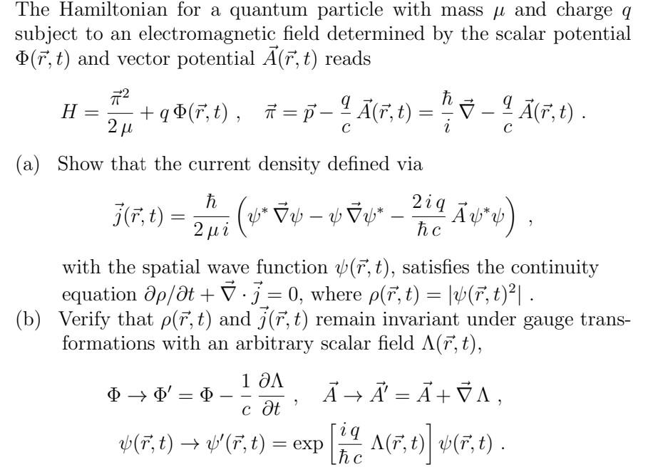 Solved The Hamiltonian for a quantum particle with mass μ | Chegg.com