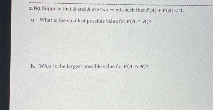 Solved 2.89 Suppose that A and B are two events such that | Chegg.com