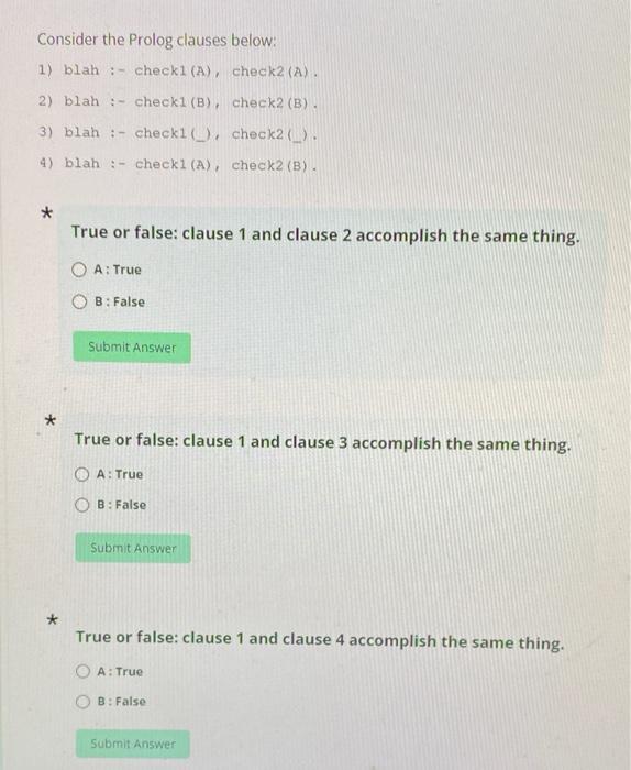Solved Consider the Prolog clauses below: 1) blah :- checkl | Chegg.com