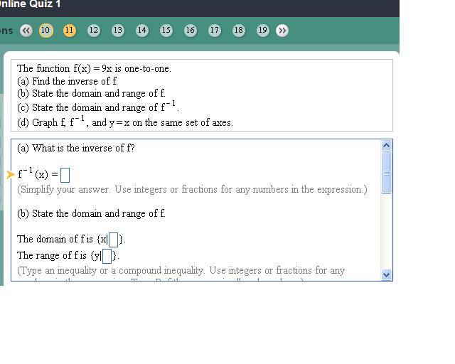 Solved The function f(x) = 9x is one-to-one. Find the | Chegg.com