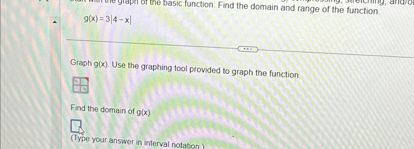 Solved g(x)=3|4-x|Graph g(x). ﻿Use the graphing tool | Chegg.com