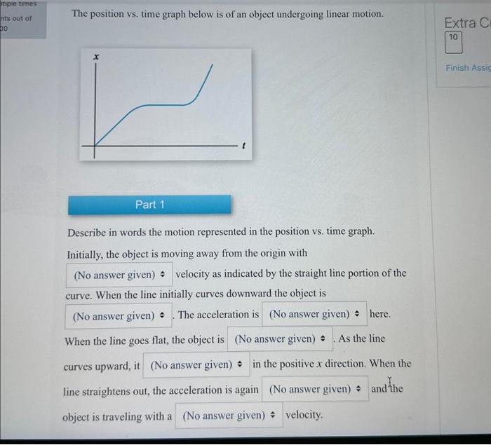Solved The position vs. time graph below is of an object | Chegg.com