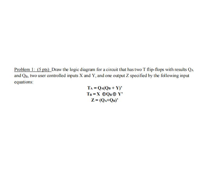 Solved Problem 1: (5 ﻿pts) ﻿Draw the logic diagram for a | Chegg.com