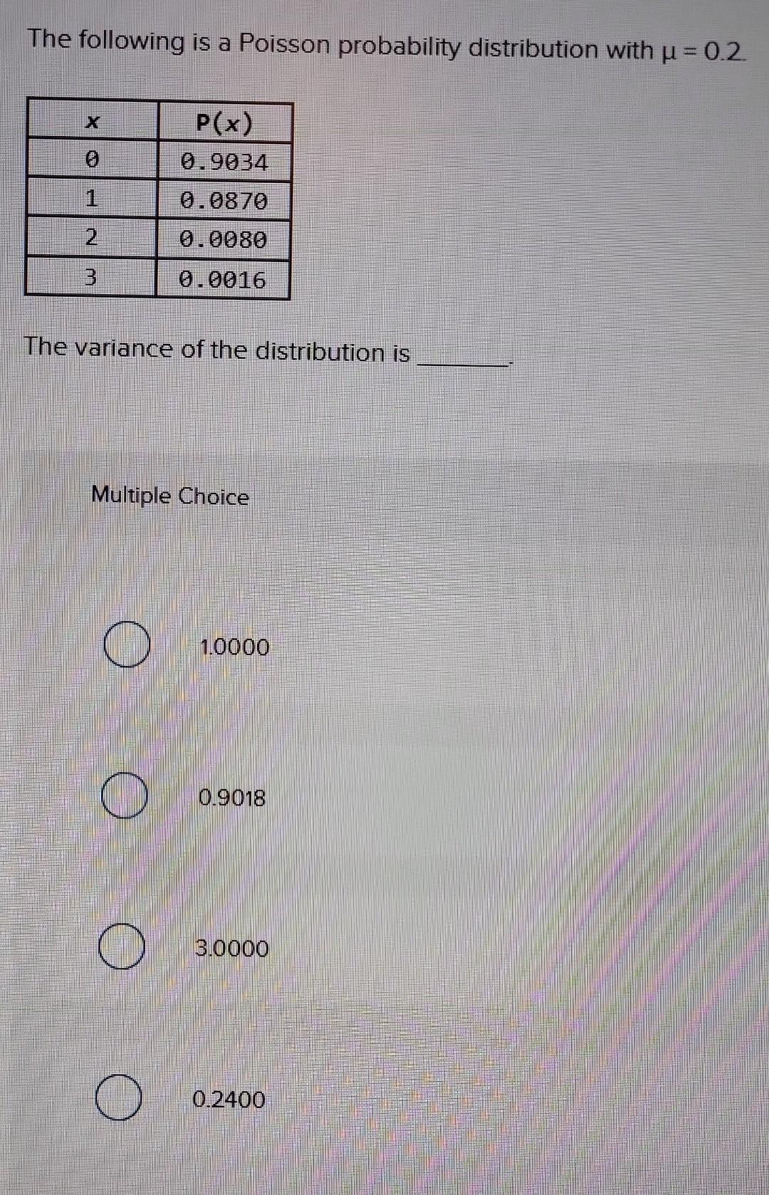 Solved The following is a Poisson probability distribution | Chegg.com