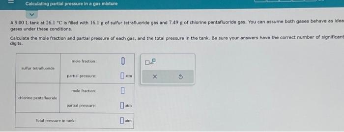 Solved Calculating partial pressure in a gas mixture A 9.00 | Chegg.com