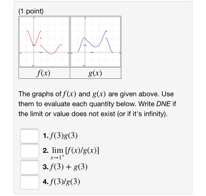 Solved (1 point) f(x) g(x) The graphs of f(x) and g(x) are | Chegg.com Solved (1 point) f(x) g(x) The graphs of f(x) and g(x) are | Chegg.com