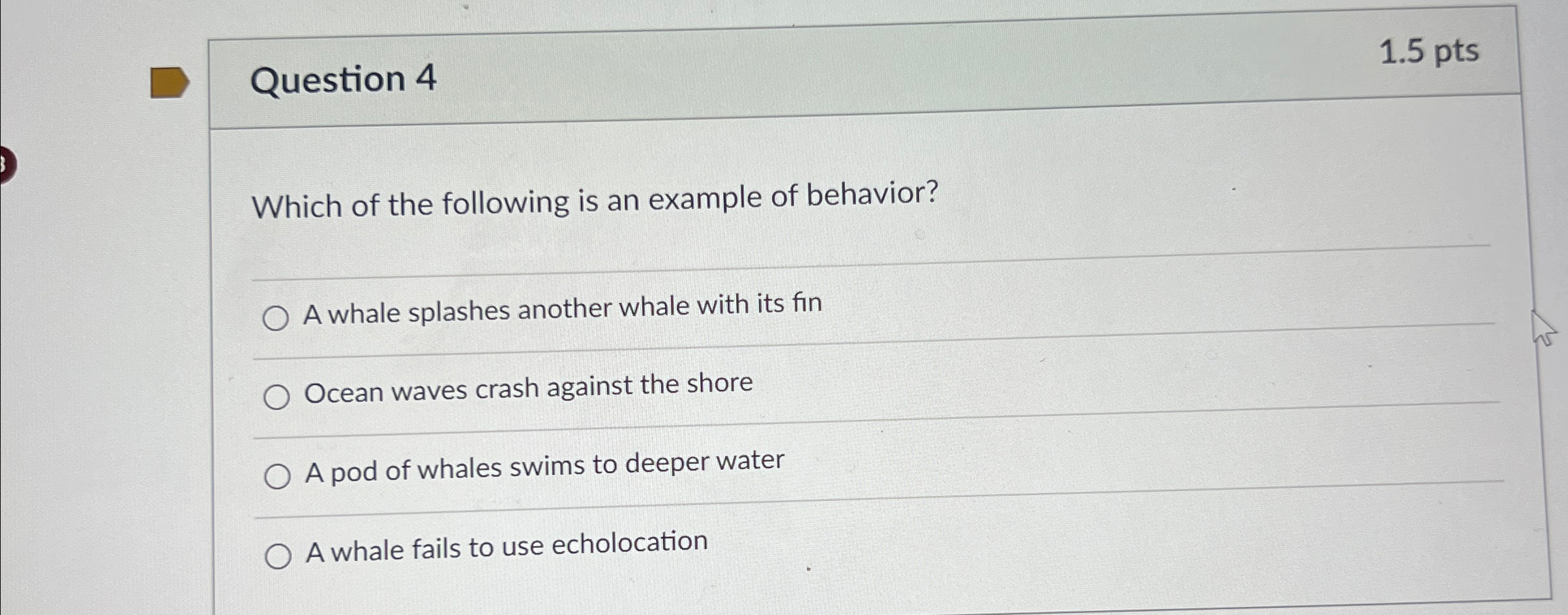 Solved Question 41.5ptsWhich of the following is an example | Chegg.com