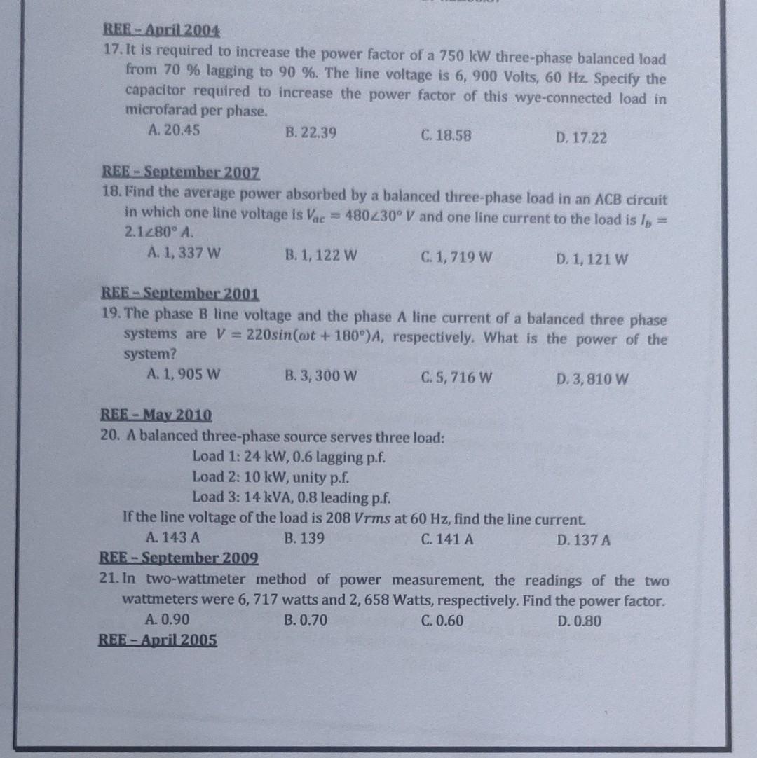 Solved REE-Avril 2004 17. It is required to increase the | Chegg.com