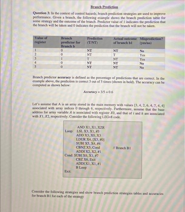Solved Branch Prediction Question 3: In the context of | Chegg.com