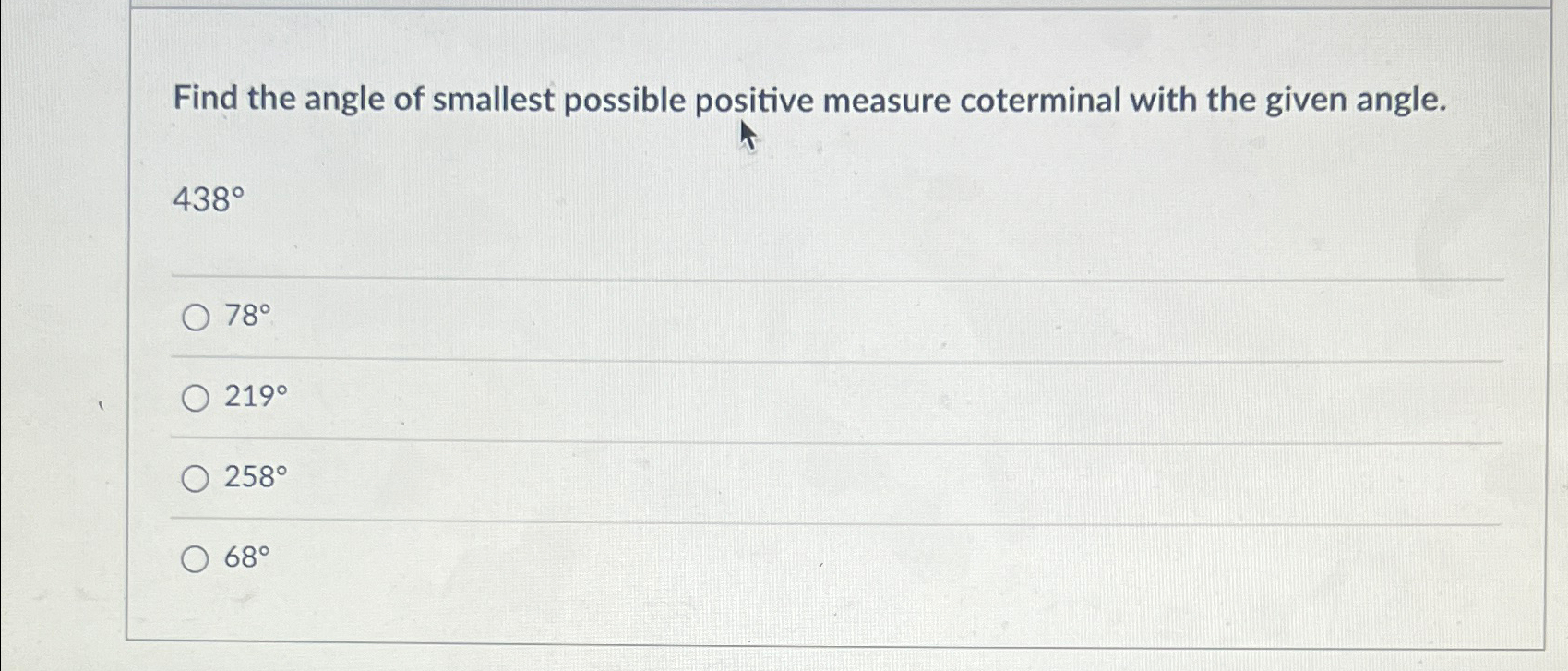 Solved Find the angle of smallest possible positive measure | Chegg.com