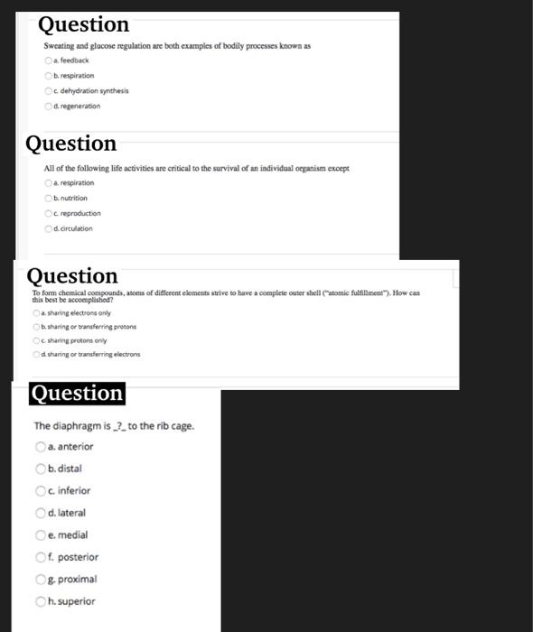 Solved Question Sweating and glucose regulation are both | Chegg.com
