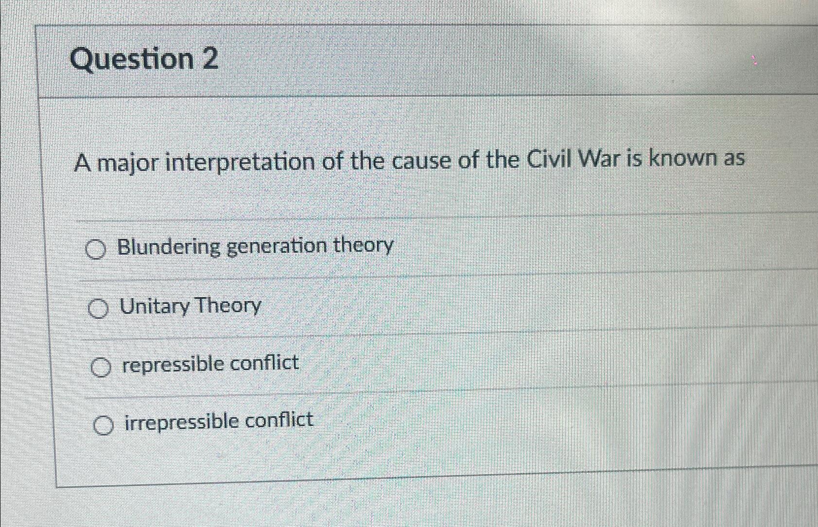 Solved Question 2A major interpretation of the cause of the | Chegg.com