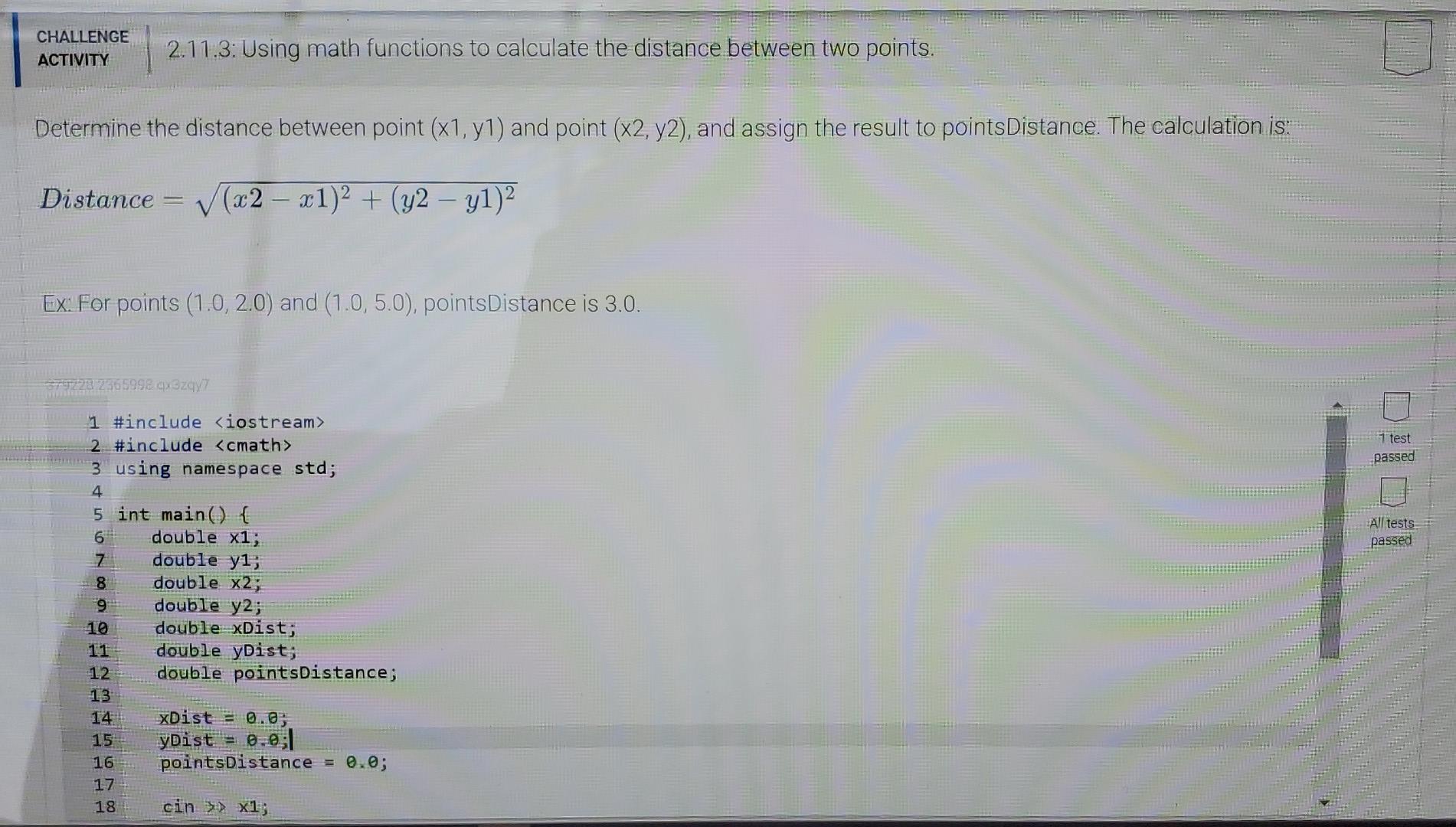 Solved CHALLENGE ACTIVITY 2.11.3: Using math functions to | Chegg.com