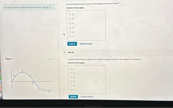 Solved At which lettered point or points is the object | Chegg.com