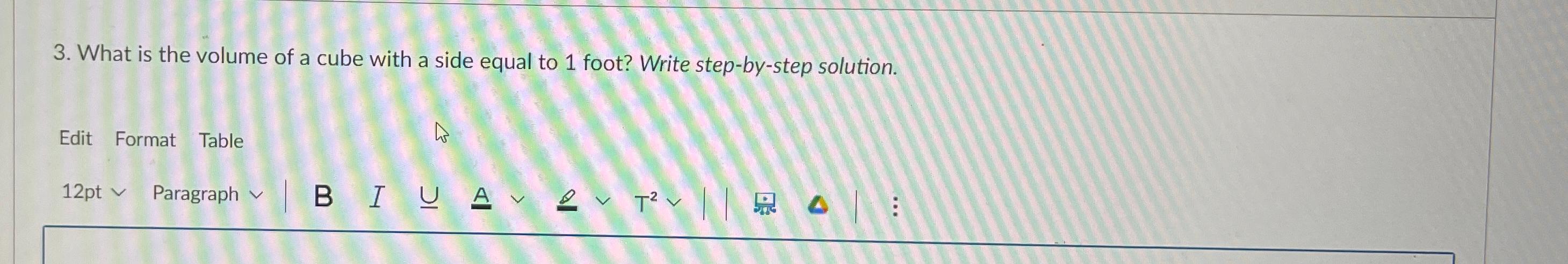 Solved What is the volume of a cube with a side equal to 1 | Chegg.com