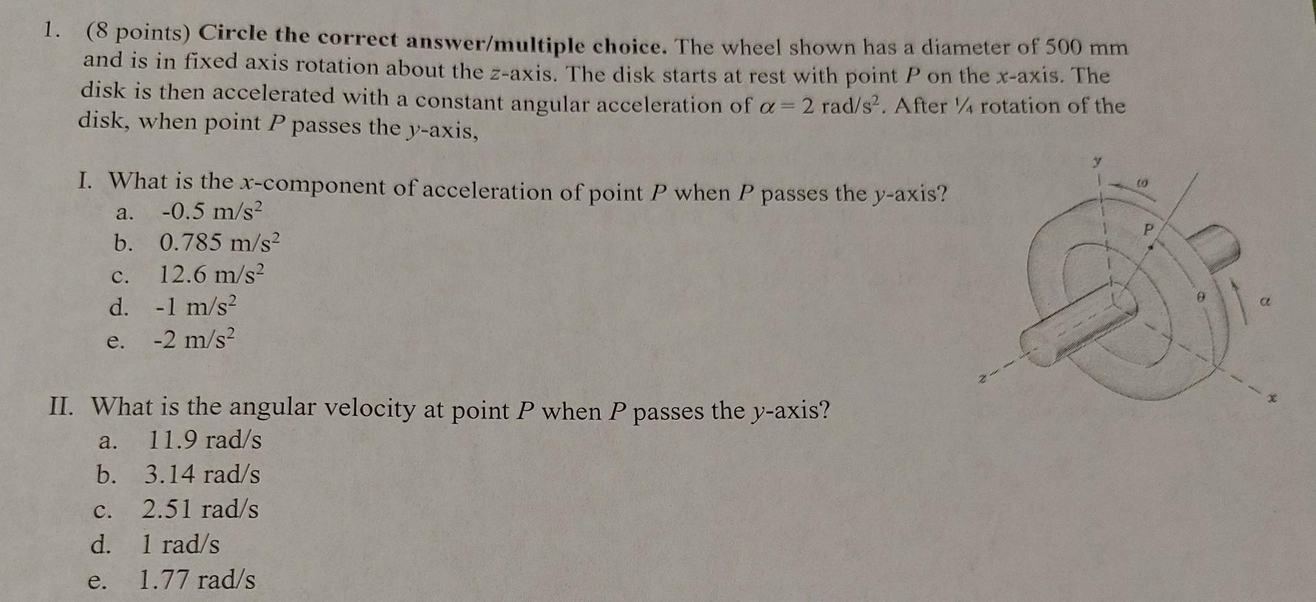 Solved 1. (8 points) Circle the correct answer/multiple | Chegg.com