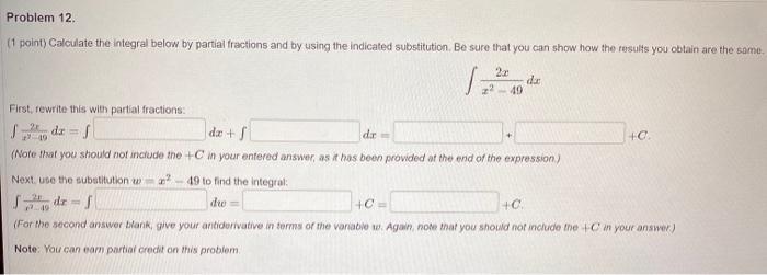 Solved Problem 11. (1 point) Consider the following | Chegg.com