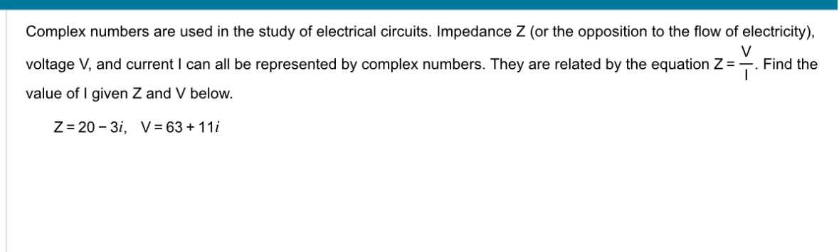 Solved Complex numbers are used in the study of electrical | Chegg.com