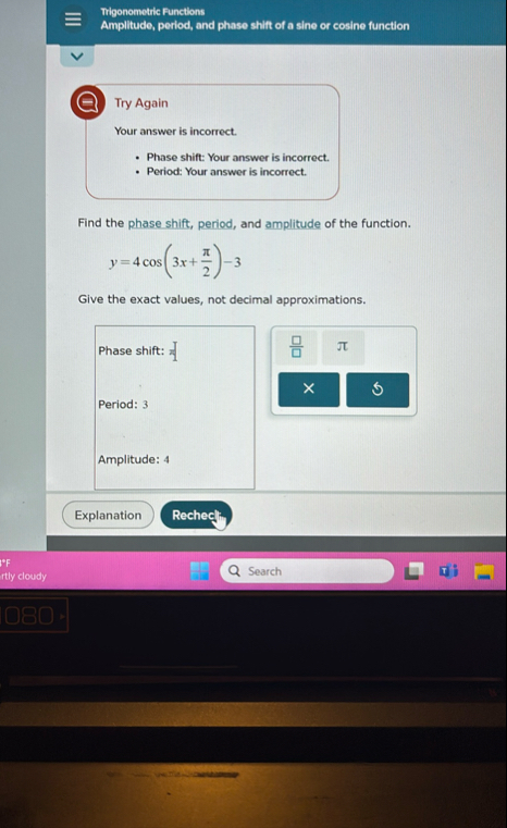 Solved Thigonometric FunctionsAmpiltude, period, and phase | Chegg.com