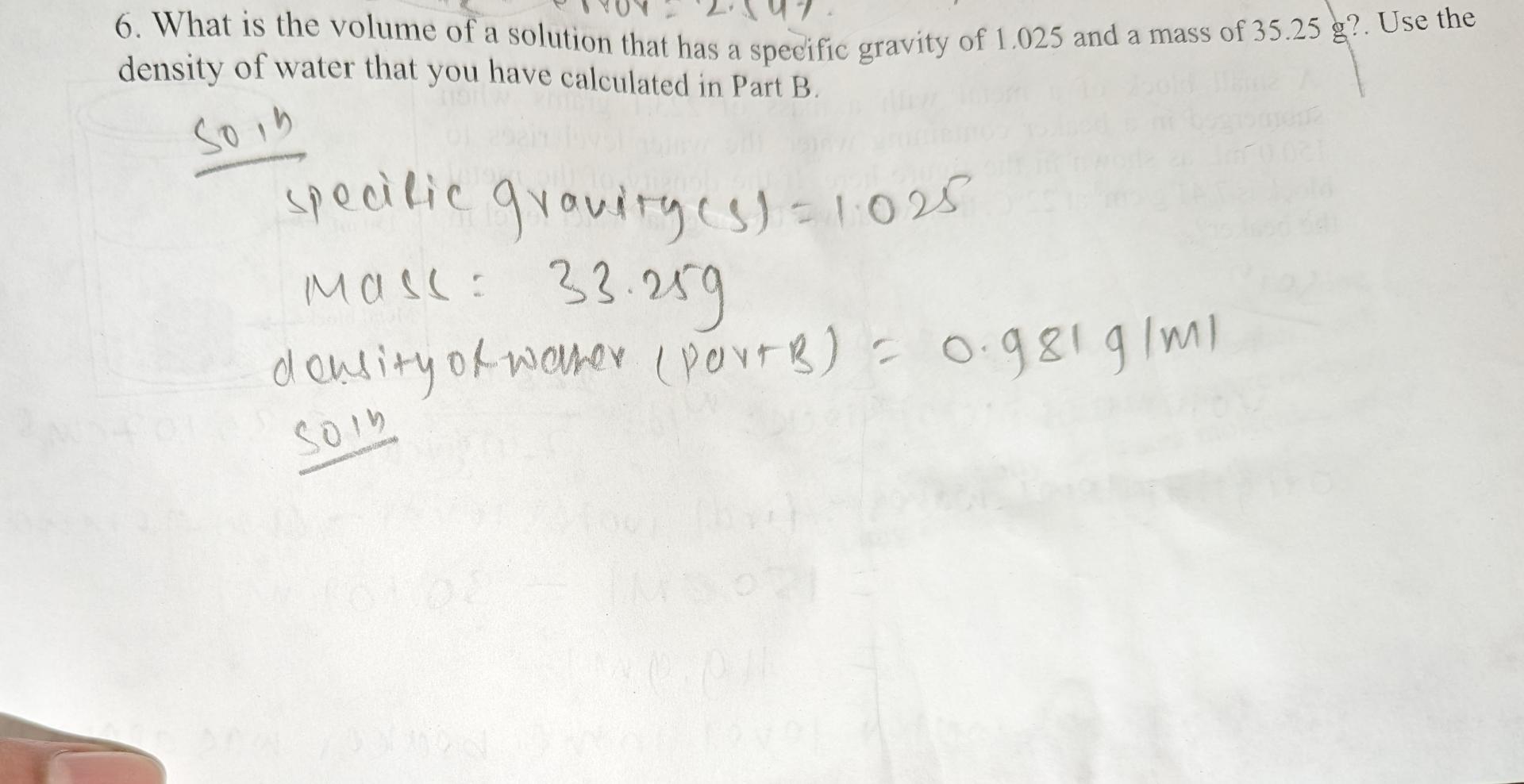 What is the volume of a solution that has a specific | Chegg.com