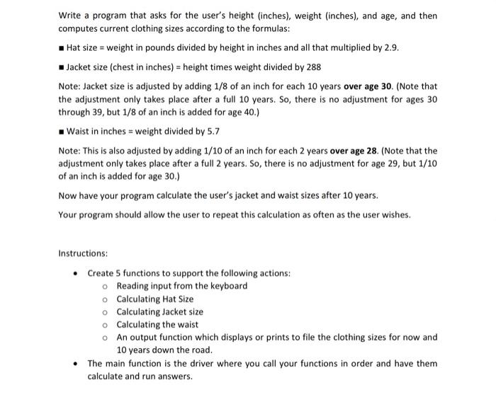 Solved Write a program that asks for the user's height | Chegg.com