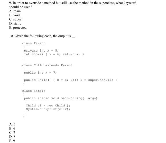 Solved class Sample 1 int add (int x, int y ) ( return | Chegg.com