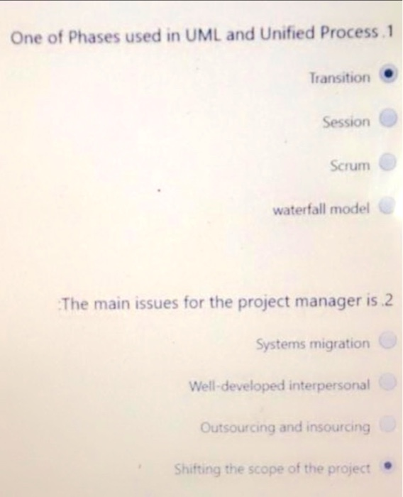 Solved One of Phases used in UML and Unified Process 1 | Chegg.com