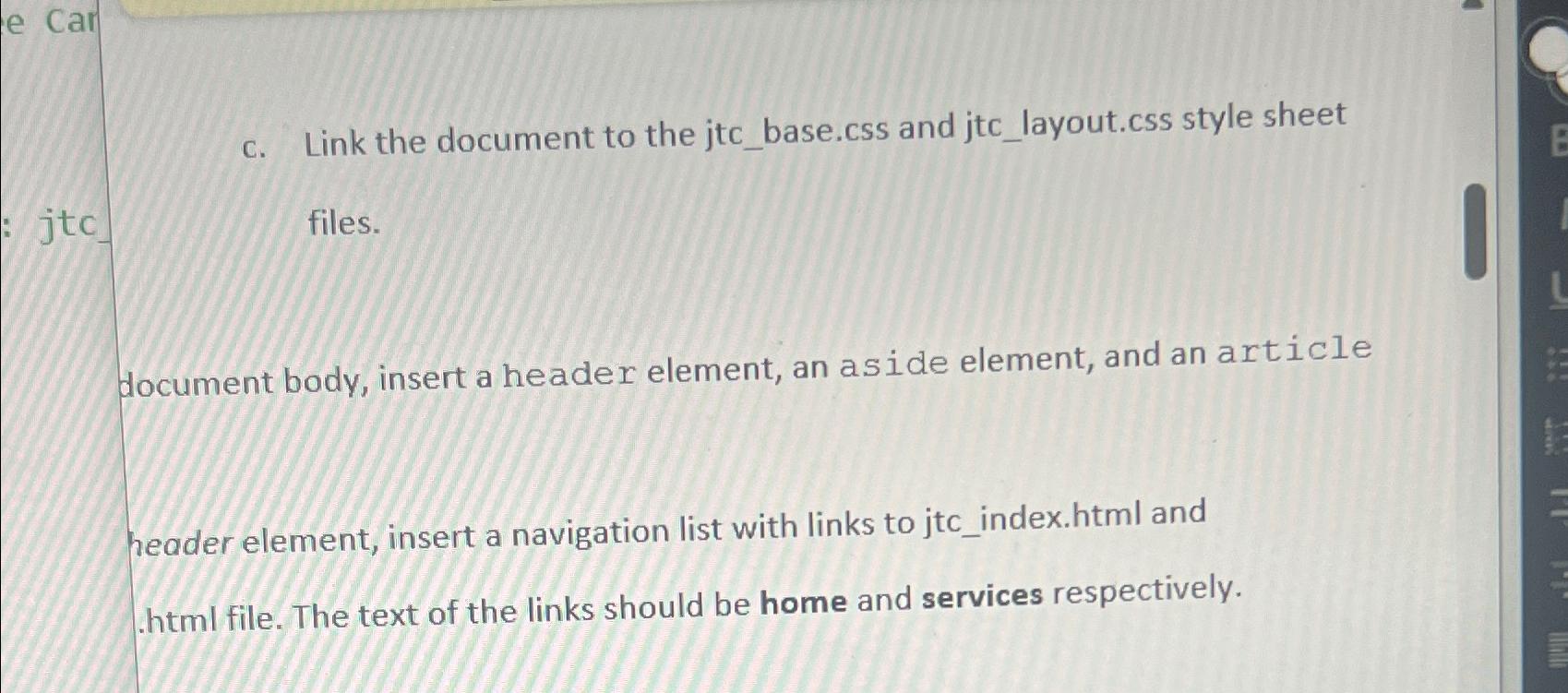 Solved c. ﻿Link the document to the jtc_base.css and | Chegg.com