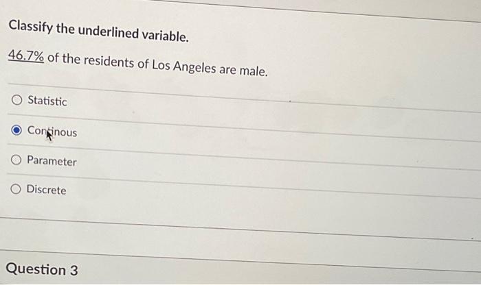 Solved Classify the underlined variable. 46.7% of the | Chegg.com