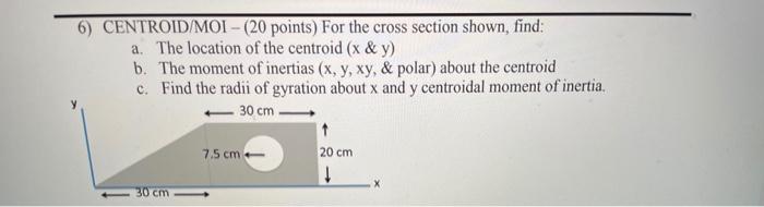 Solved 6) CENTROID/MOI - (20 points) For the cross section | Chegg.com