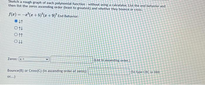 Solved Sketch a rough graph of each polynomial function - | Chegg.com