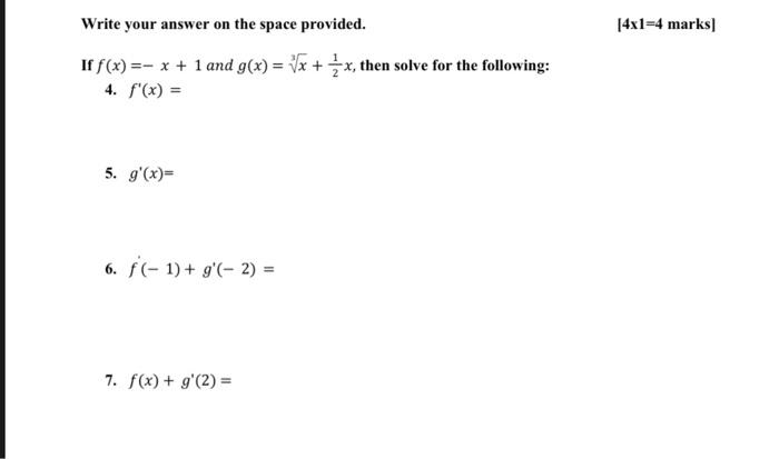 Solved Write your answer on the space provided. [4×1=4 | Chegg.com