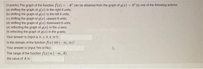 Solved (3 points) The graph of the function f(x)=−8x can be | Chegg.com